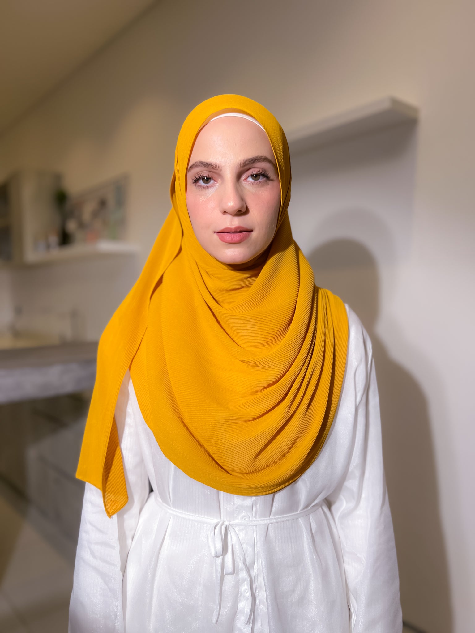 [As-Is] Half Moon Mini Pleats in Mustard – Shera Lee